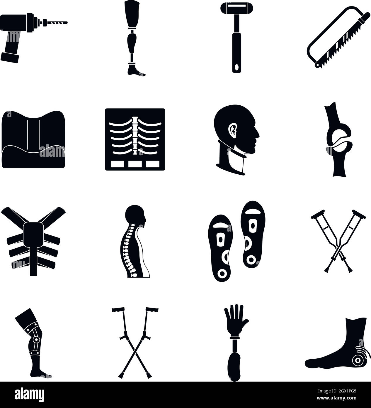 Orthopedics prosthetics icons set, simple style Stock Vector Image ...