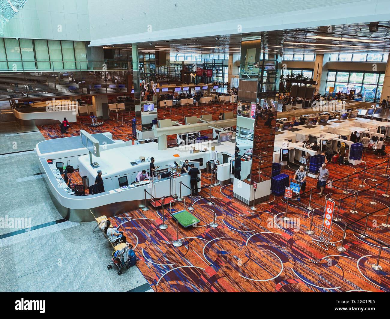 Singapore - Feb 9, 2020. Interior of Singapore Changi Airport. Changi ...