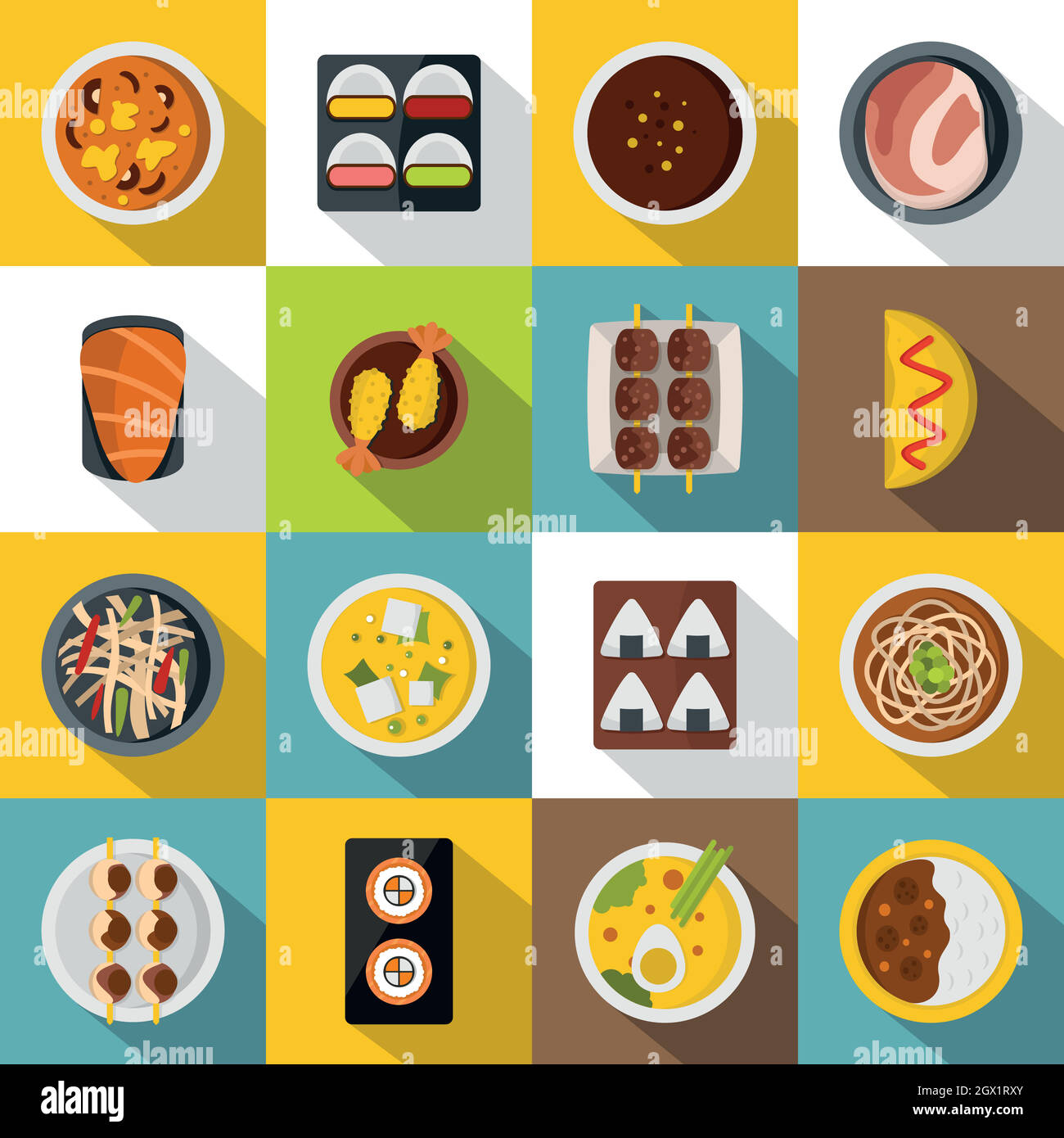 Japan food icons set, flat style Stock Vector Image & Art - Alamy