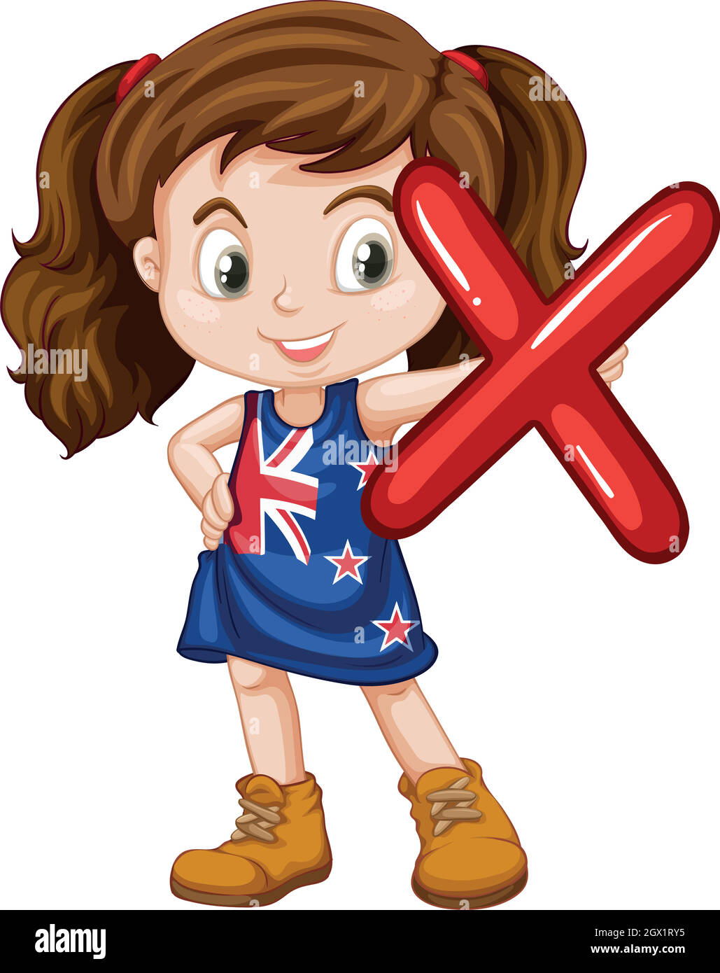 Little girl holding letter X Stock Vector Image & Art - Alamy