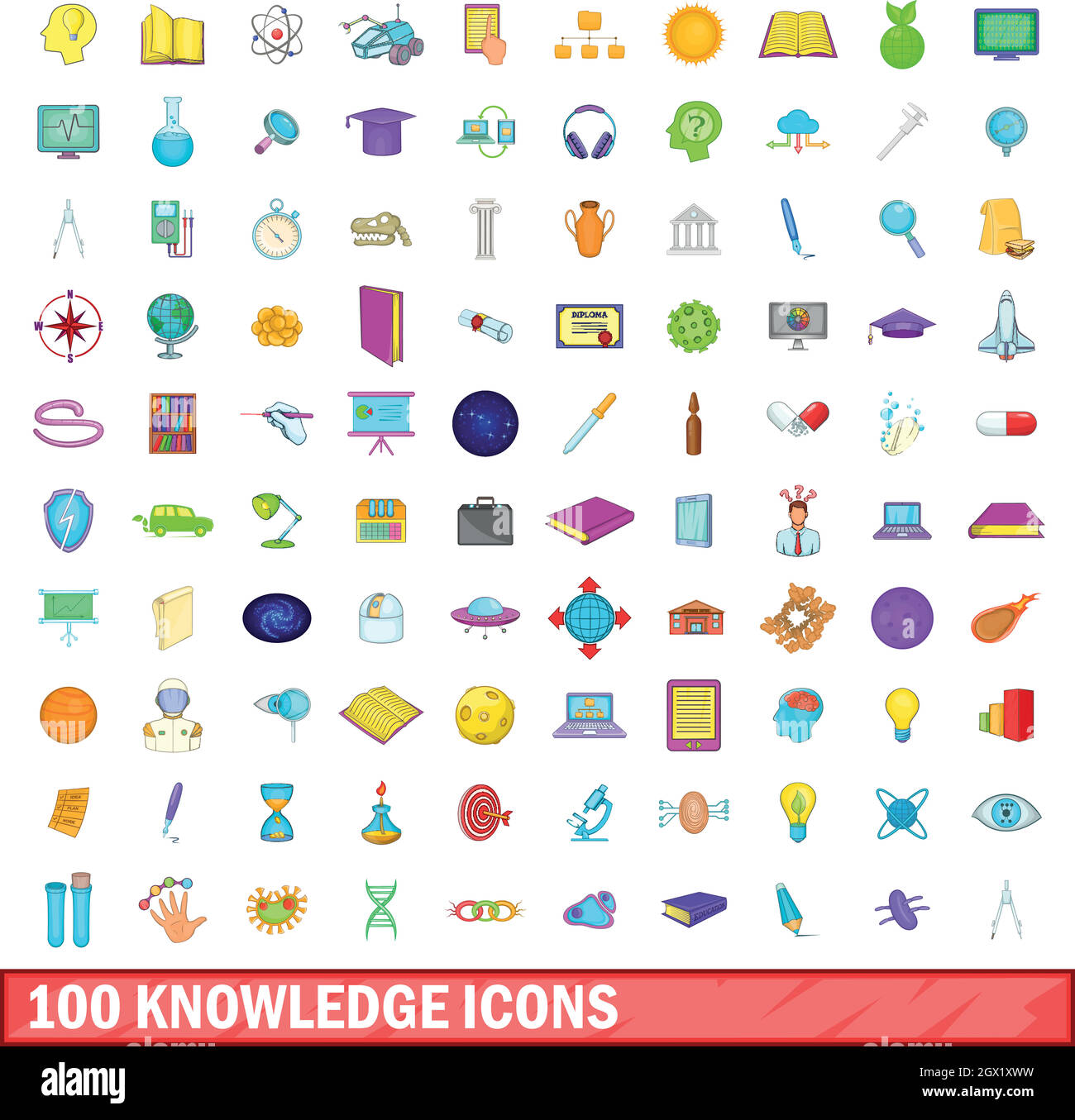 100 knowledge icons set, cartoon style Stock Vector Image & Art - Alamy