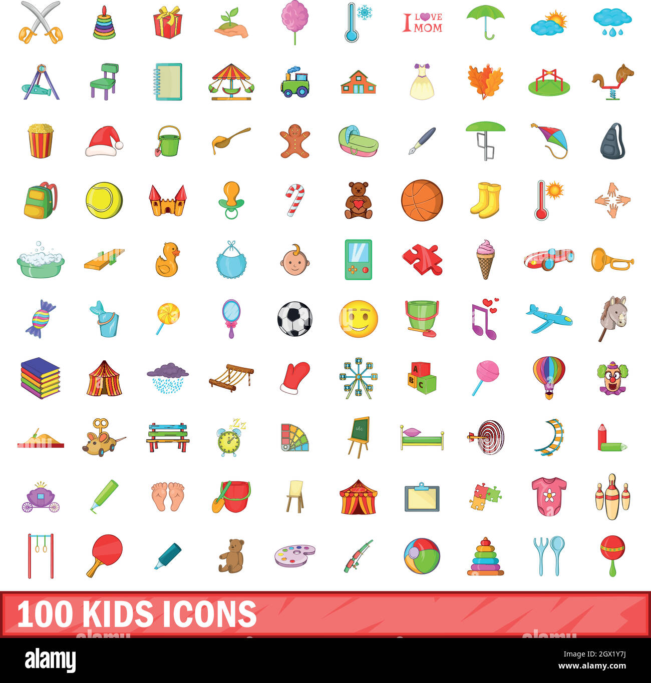 100 kids icons set, cartoon style Stock Vector Image & Art - Alamy