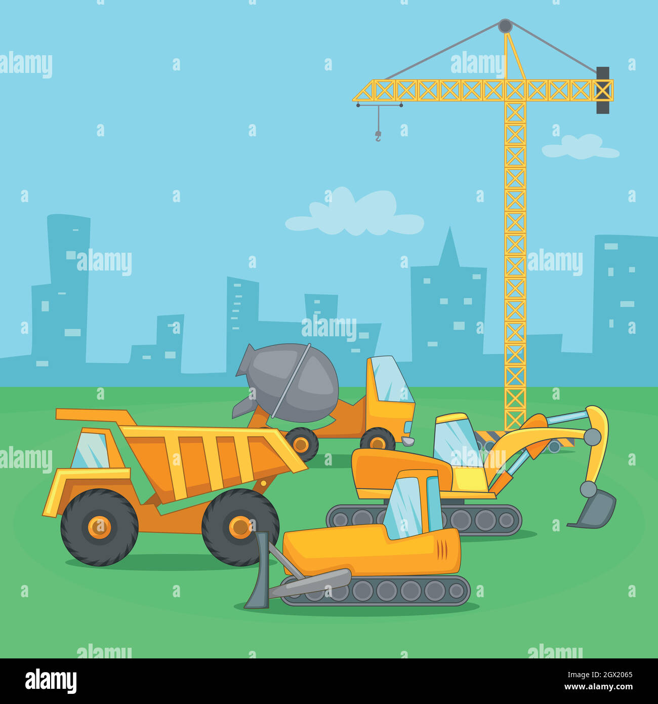 Building process concept vehicle, cartoon style Stock Vector Image ...