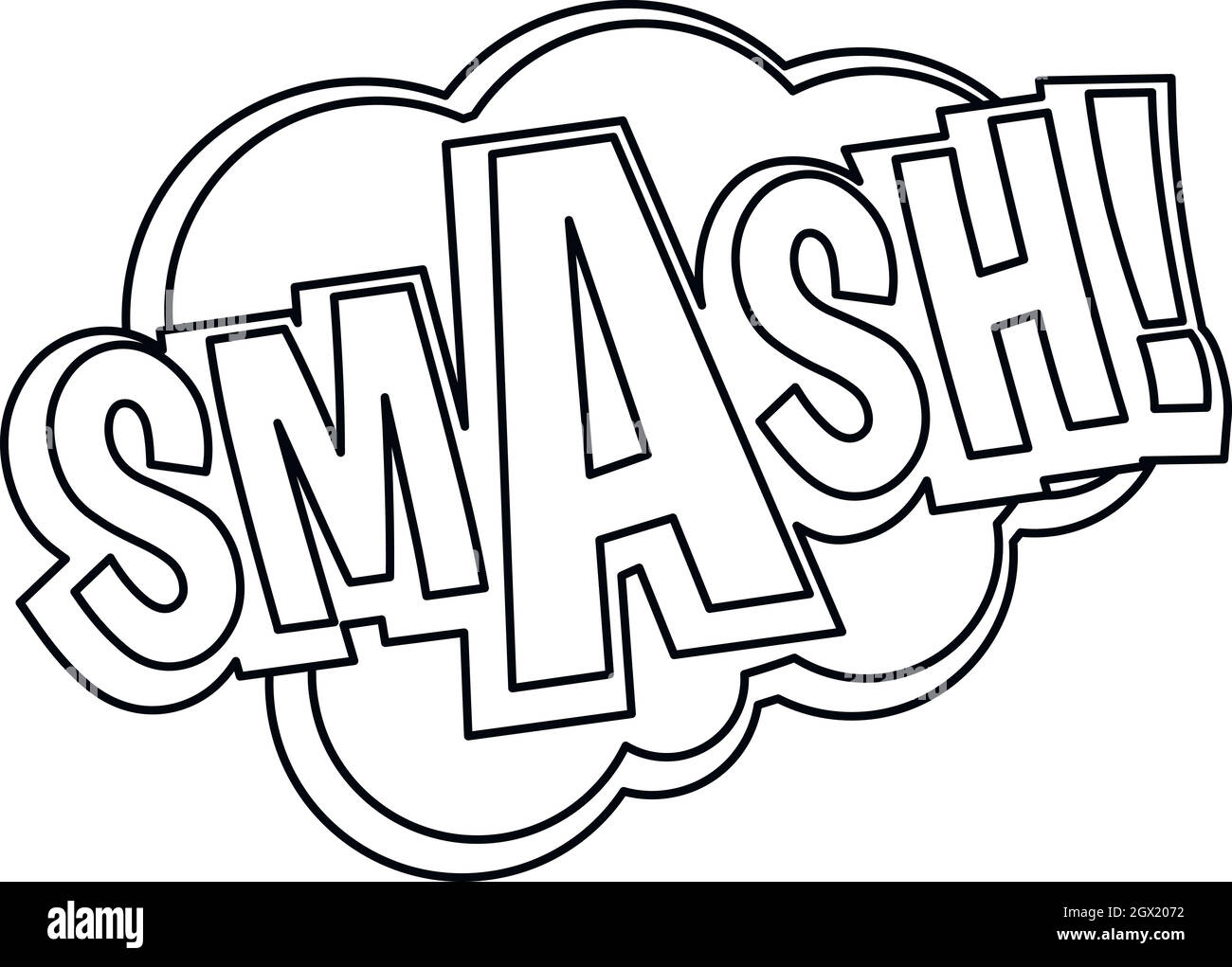 Smash, comic text sound effect icon, outline style Stock Vector Image ...