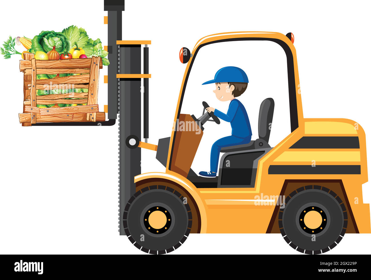 Man lifting bucket of vegetables with forklift Stock Vector Image & Art ...