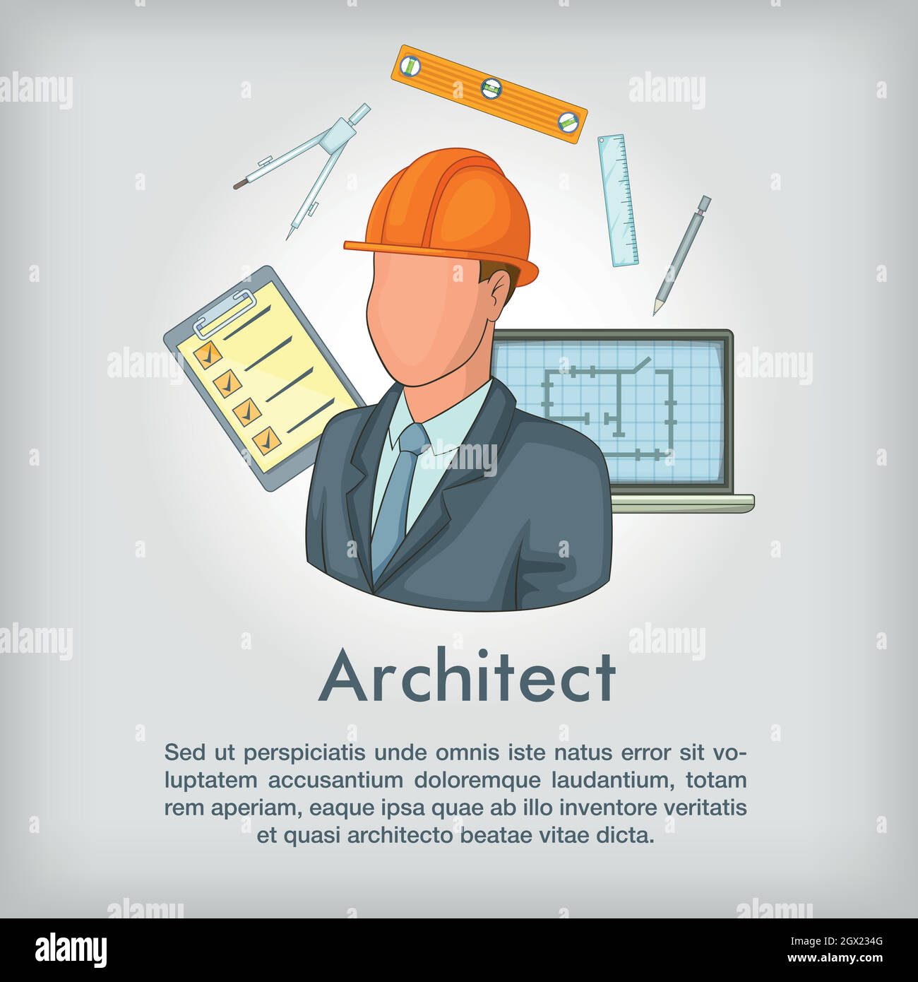 Architect concept tools, cartoon style Stock Vector Image & Art - Alamy
