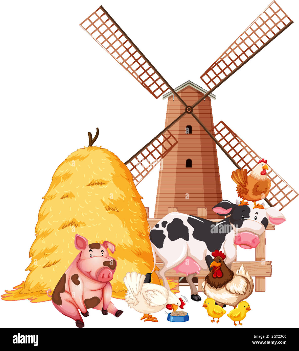 Farm scene with farm animals and barn Stock Vector Image & Art - Alamy