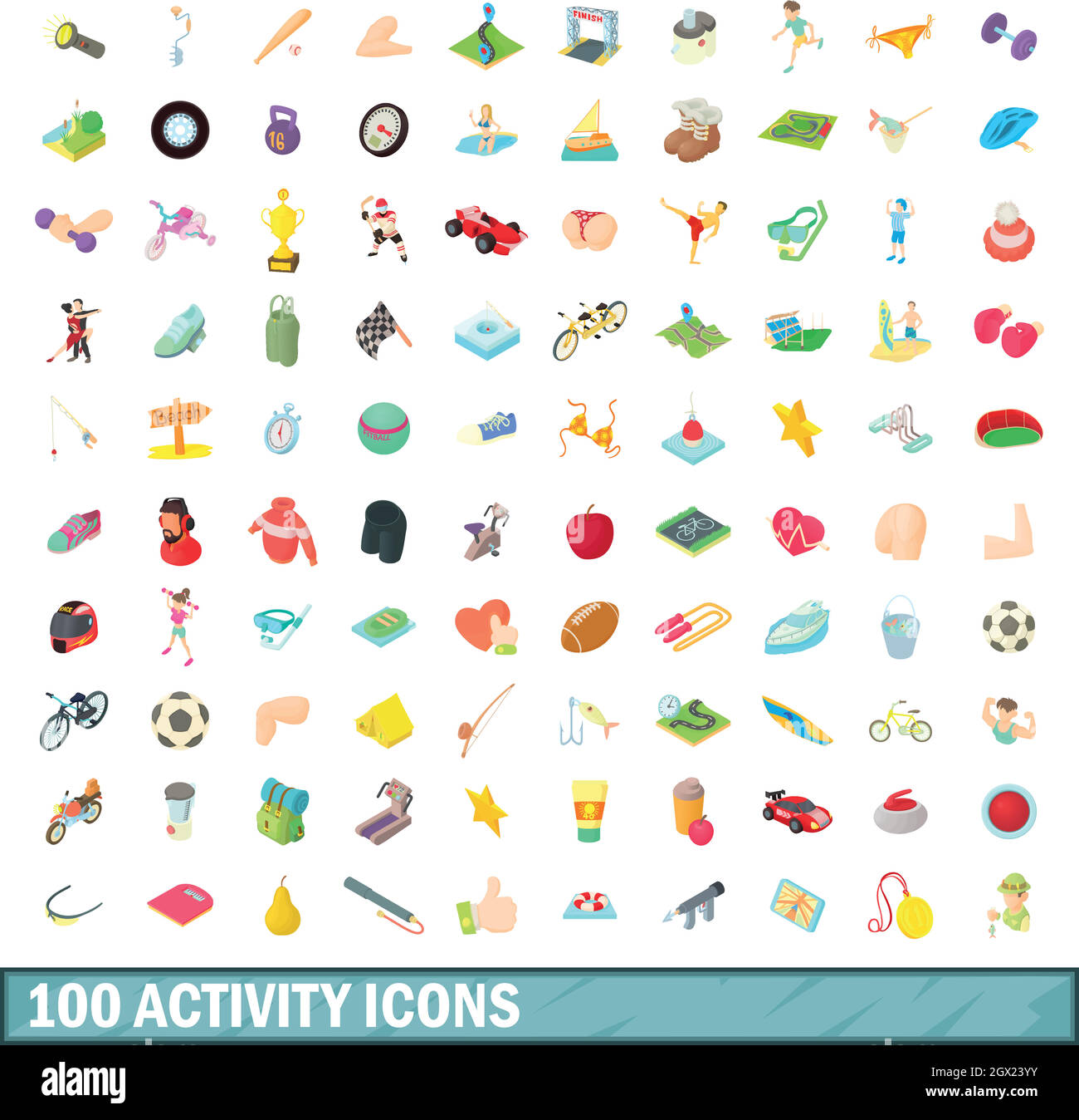 100 activity icons set, cartoon style Stock Vector Image & Art - Alamy