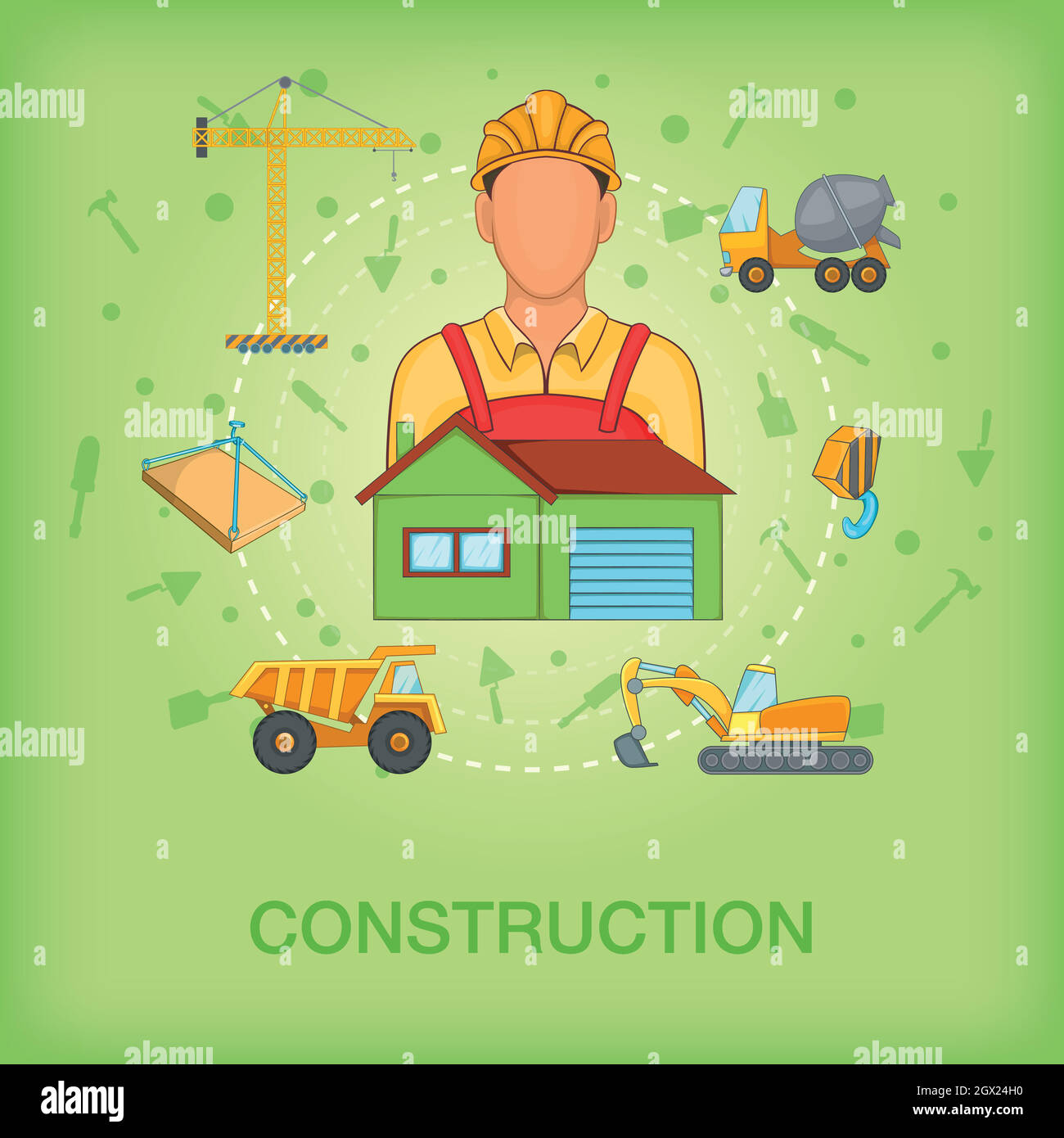Building process concept worker, cartoon style Stock Vector Image & Art ...