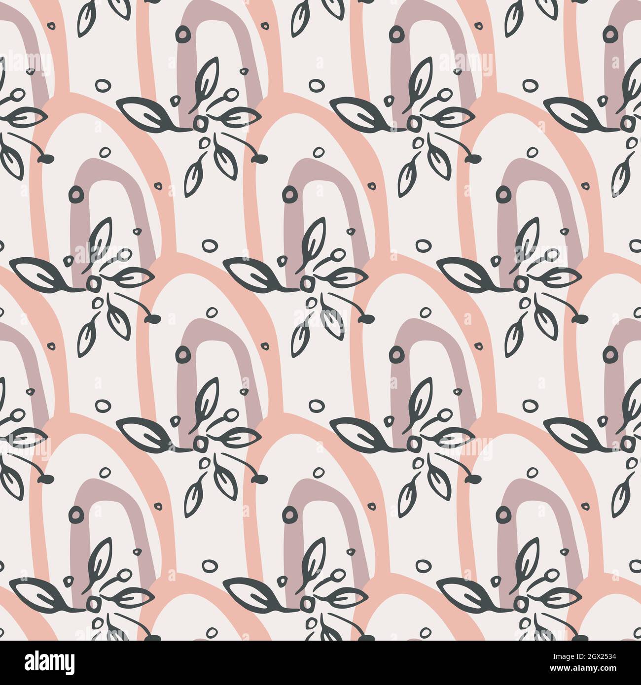 Rainbow boho seamless pattern. Hand drawn ink brush stroke design ...