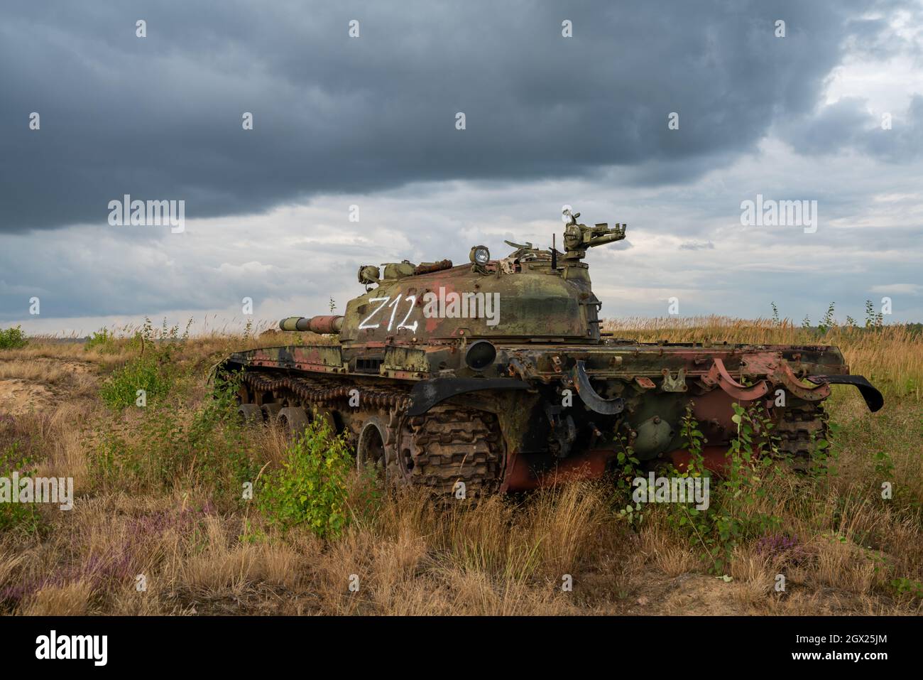 Old, destroyed tanks used as targets Stock Photo - Alamy