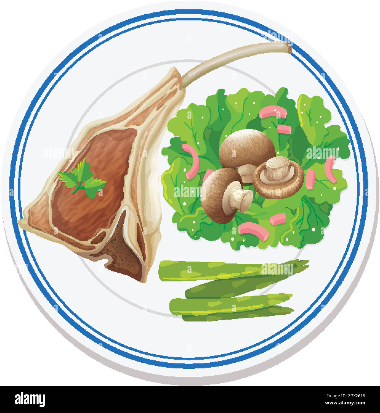 Aerial view of food on plate Stock Vector Image & Art - Alamy
