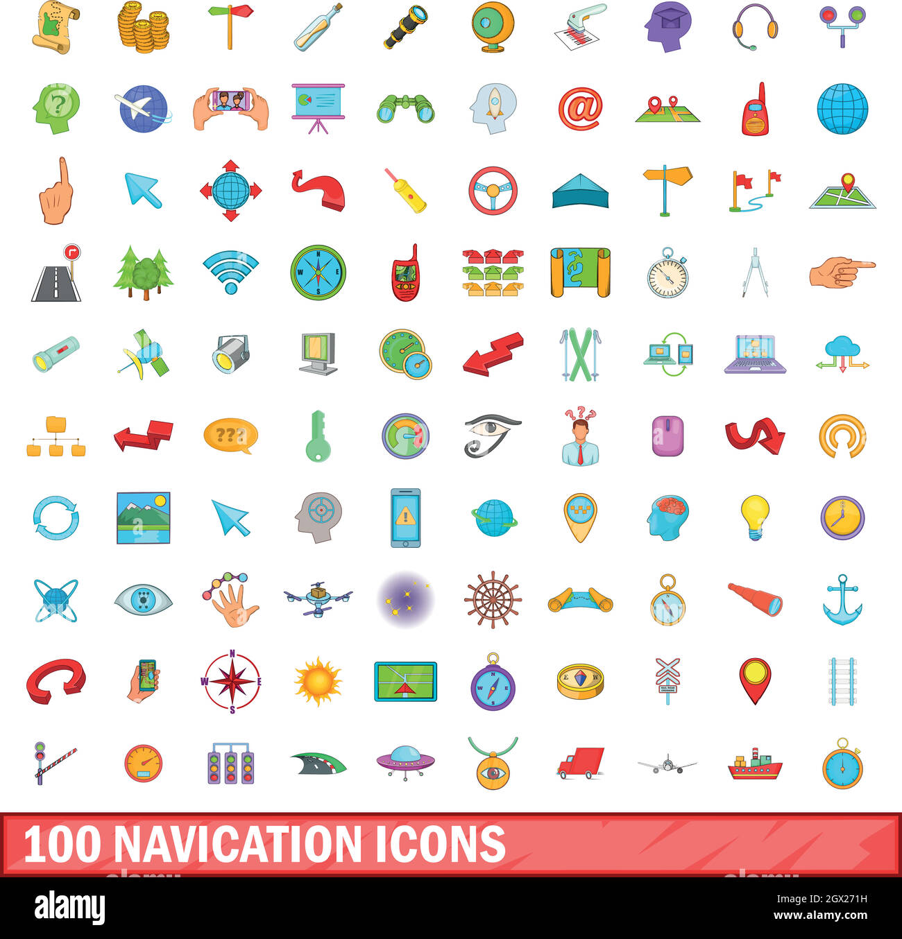 100 navigation icons set, cartoon style Stock Vector Image & Art - Alamy