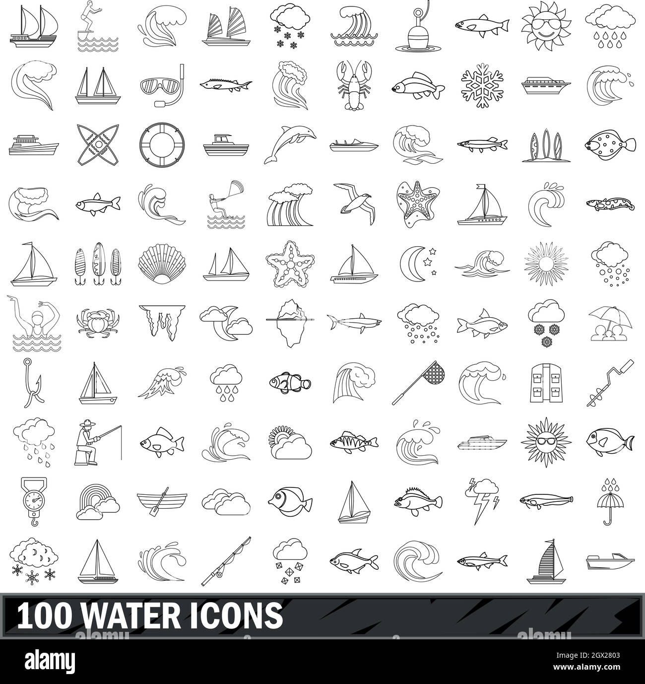 100 water icons set, outline style Stock Vector Image & Art - Alamy