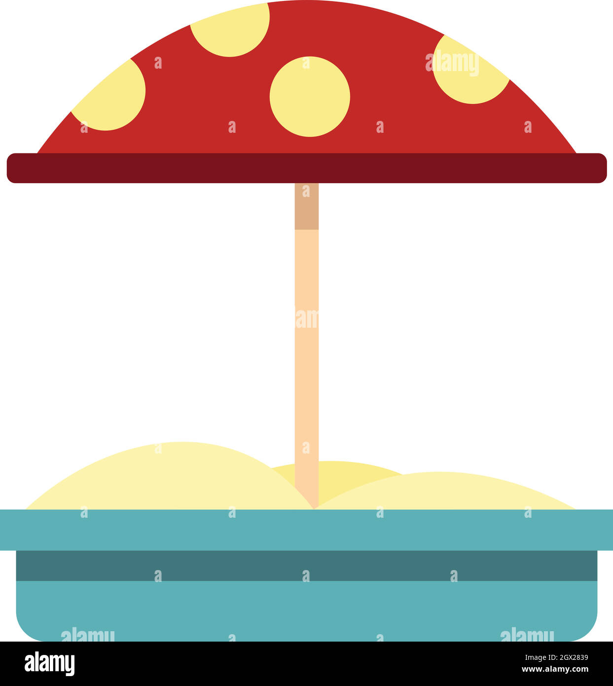 Sandbox with red dotted umbrella icon, flat style Stock Vector Image ...
