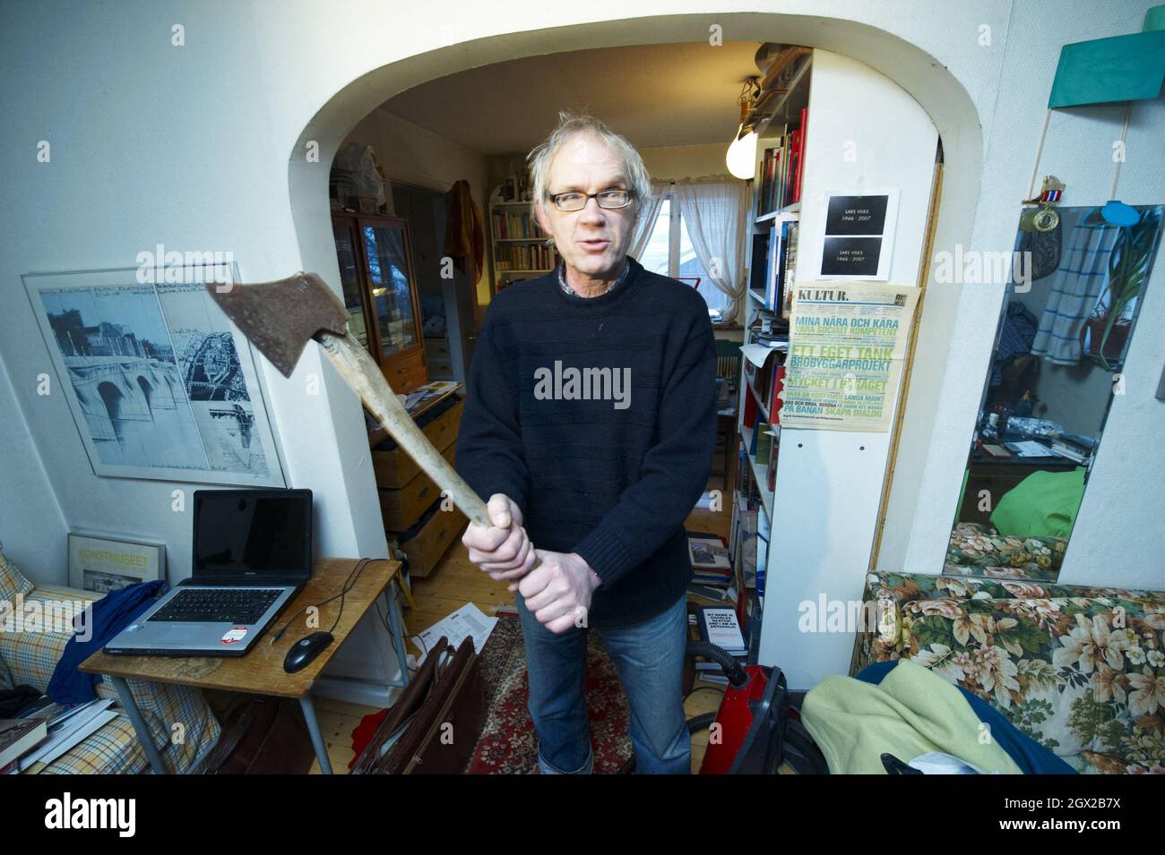 File photo dated March 9, 2010 of Swedish cartoonist Lars Vilks poses ...