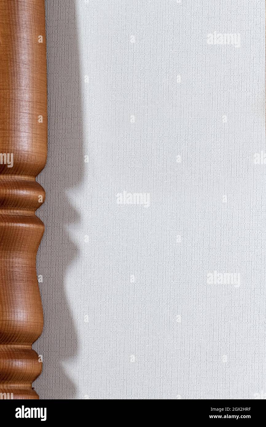 Element of a wooden interior staircase. Wooden baluster close-up Stock ...