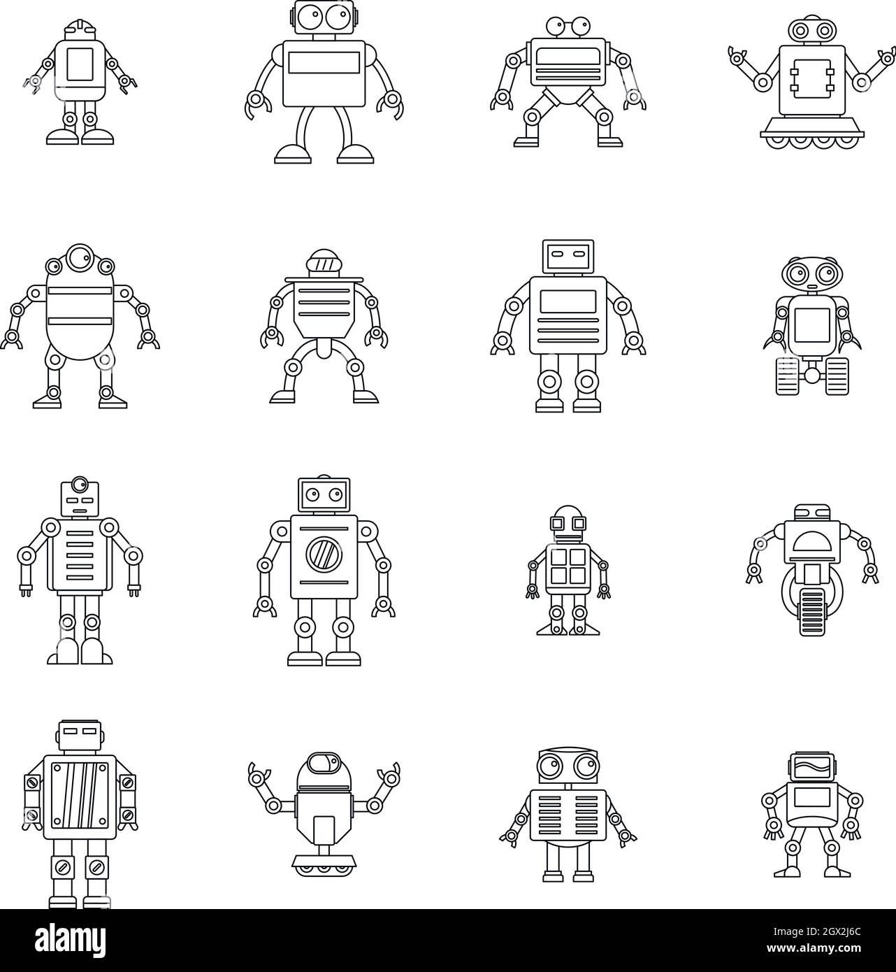 Robot icons set, outline style Stock Vector Image & Art - Alamy