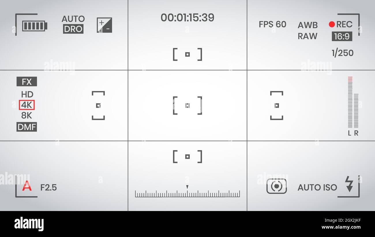 Camera viewfinder video or photo frame recorder flat style design ...