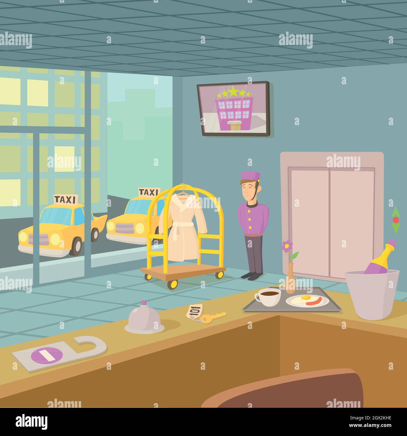 Hotel reception concept, cartoon style Stock Vector Image & Art - Alamy