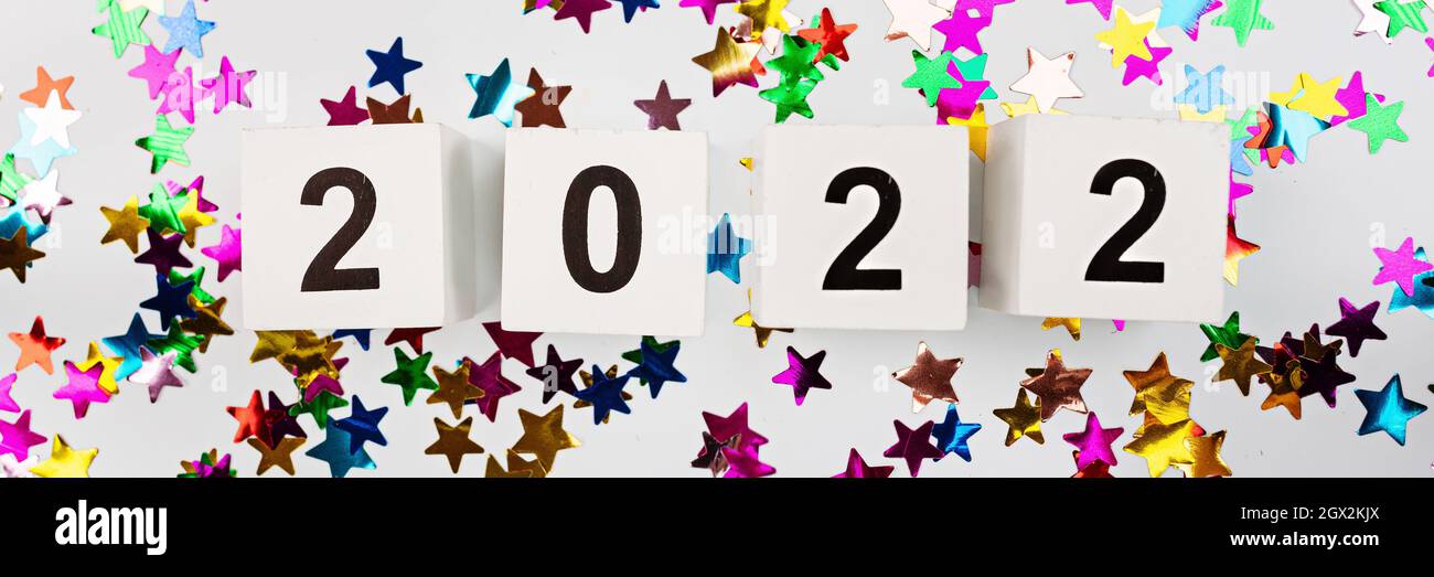 Happy new year 2022 background. Metallic balloons rainbow colors on ...