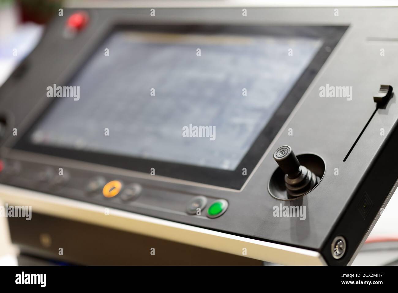 Industrial control console with touch screen and joystick. Selective ...