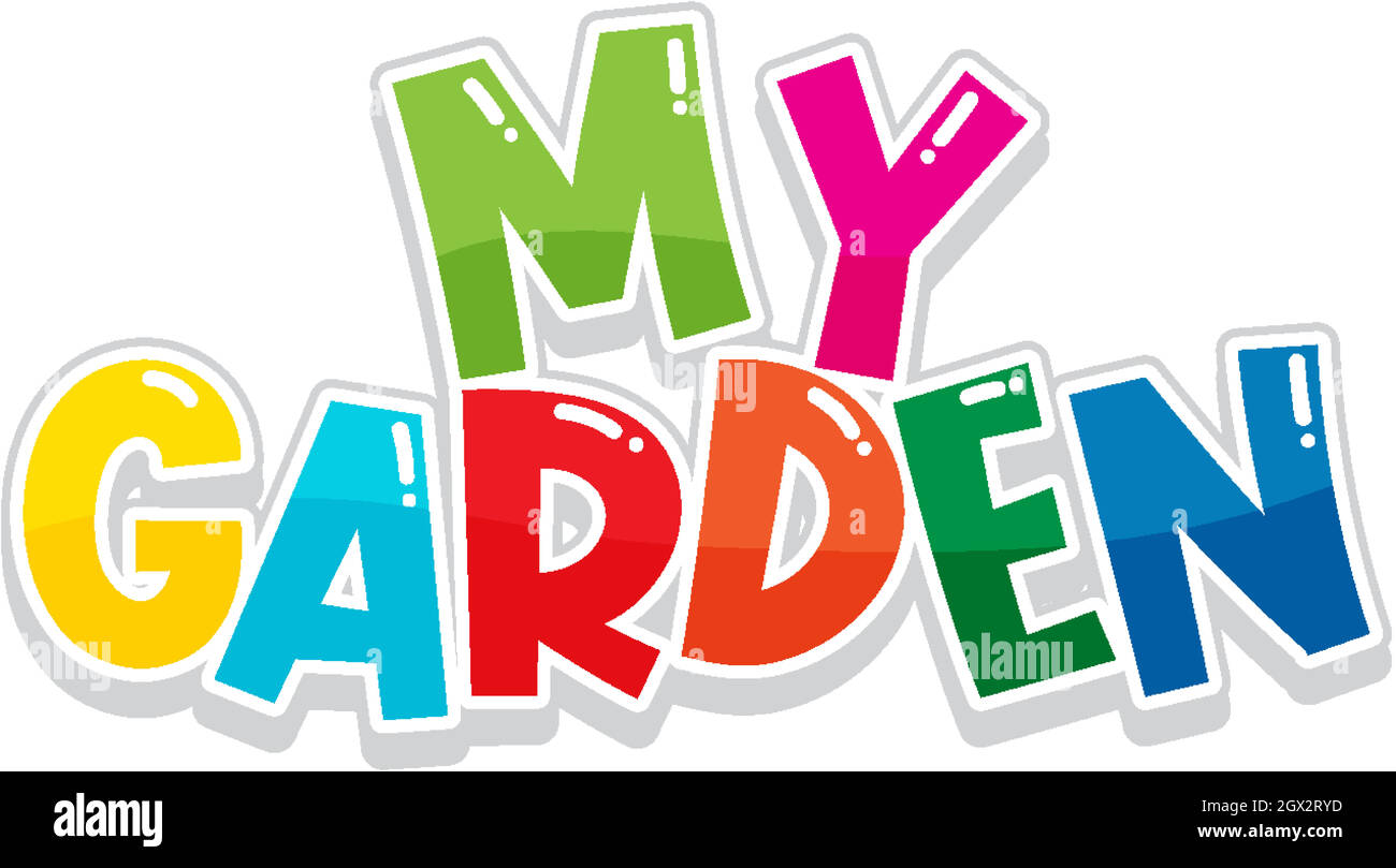 Font design for word my garden on white background Stock Vector Image ...