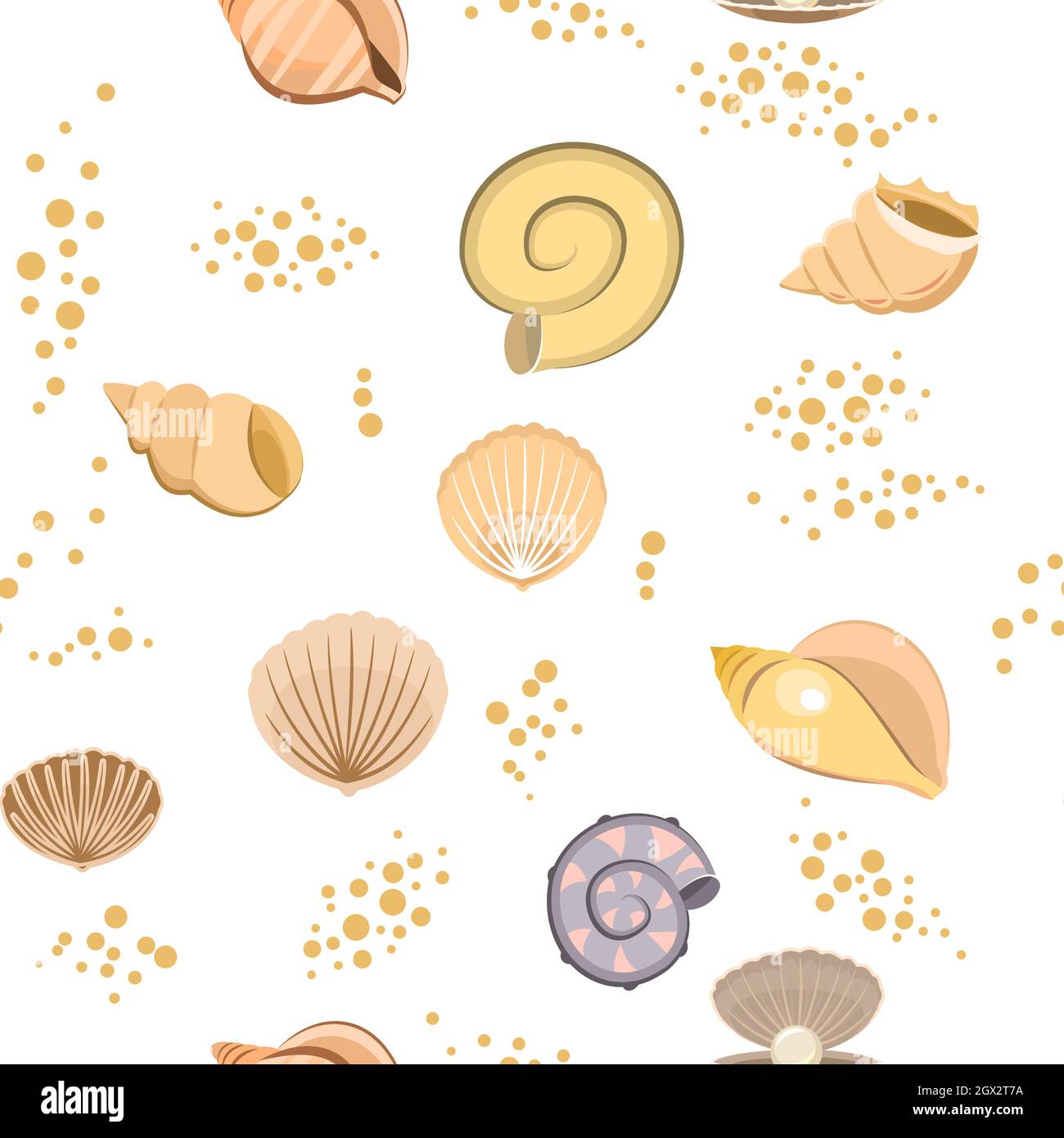 Shells on sand. Bottom of reservoir or beach. Sea ocean. Seamless ...