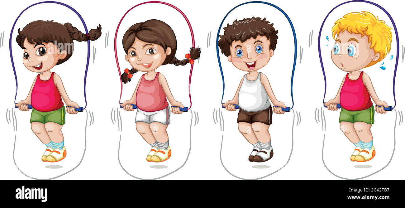 Set of children jumping rope Stock Vector Image & Art - Alamy