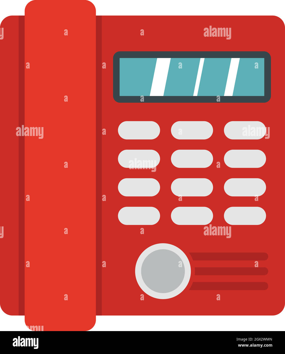 Red classic business office phone icon, flat style Stock Vector Image ...