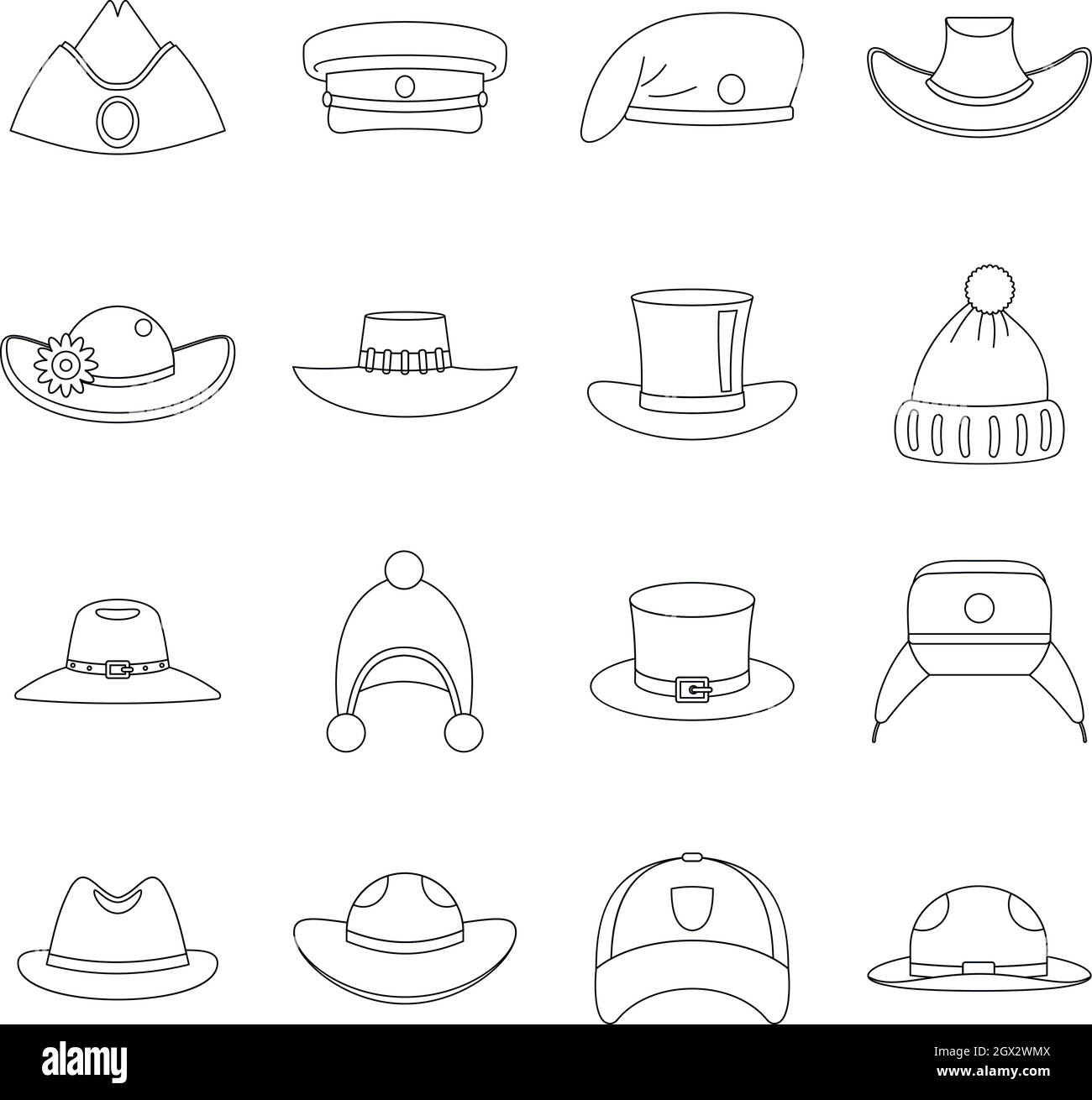 Headdress hat icons set, outline style Stock Vector Image & Art - Alamy