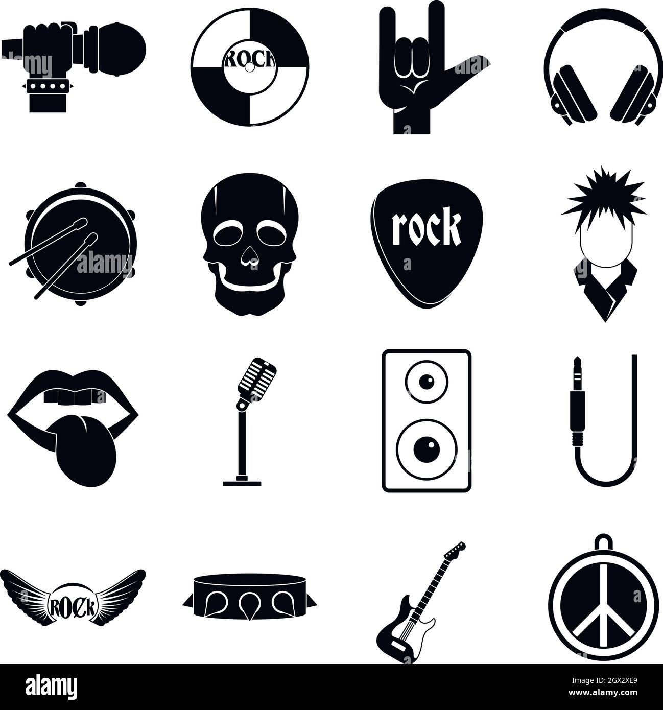Rock music icons set, simple style Stock Vector Image & Art - Alamy