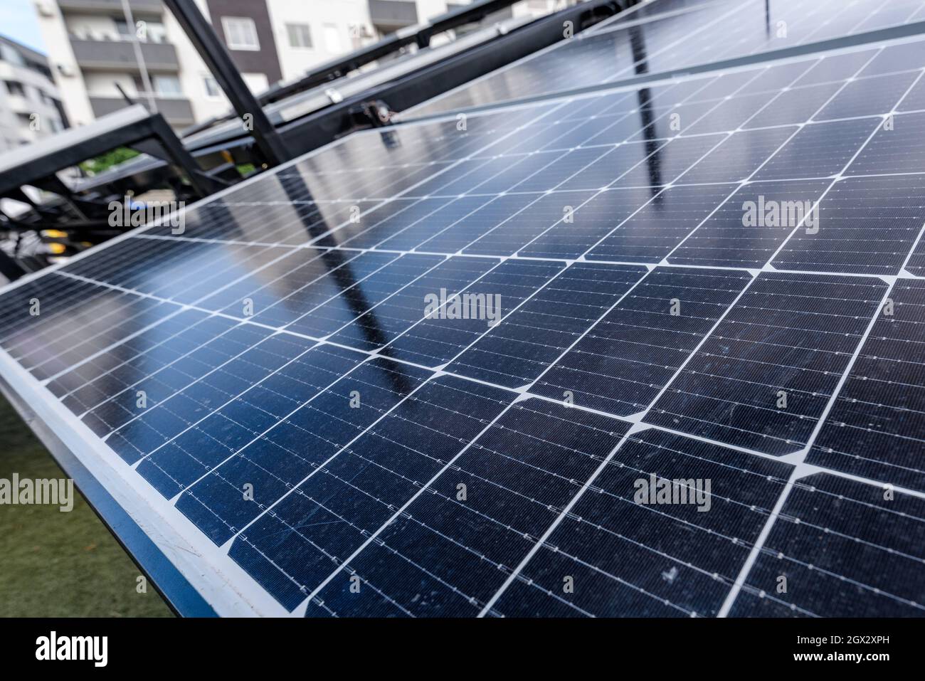 Photovoltaic cells on solar panel of PV system, selective focus Stock ...