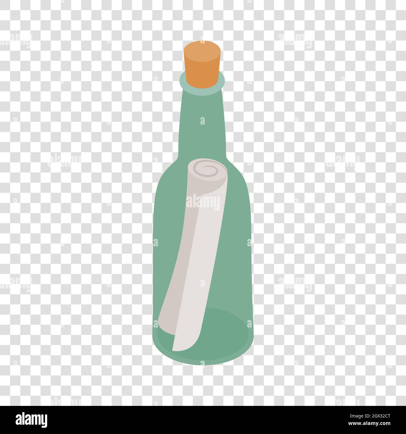 Bottle with note isometric icon Stock Vector Image & Art - Alamy