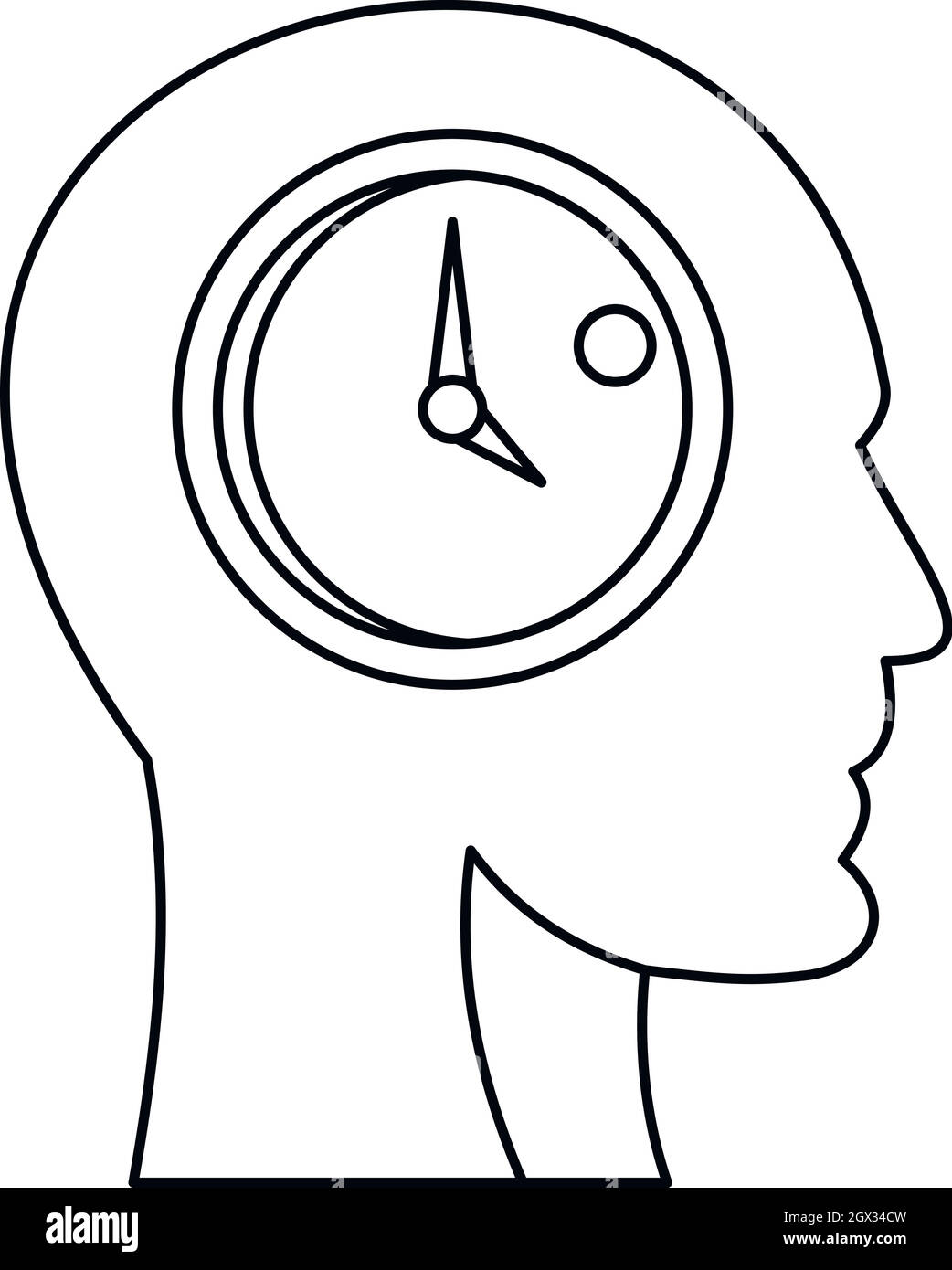 Head with clock inside icon, outline style Stock Vector Image & Art - Alamy