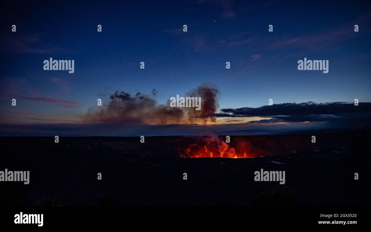Volcano, HI, USA. 3rd Oct, 2021. Volcanic eruption in the halemaumau ...