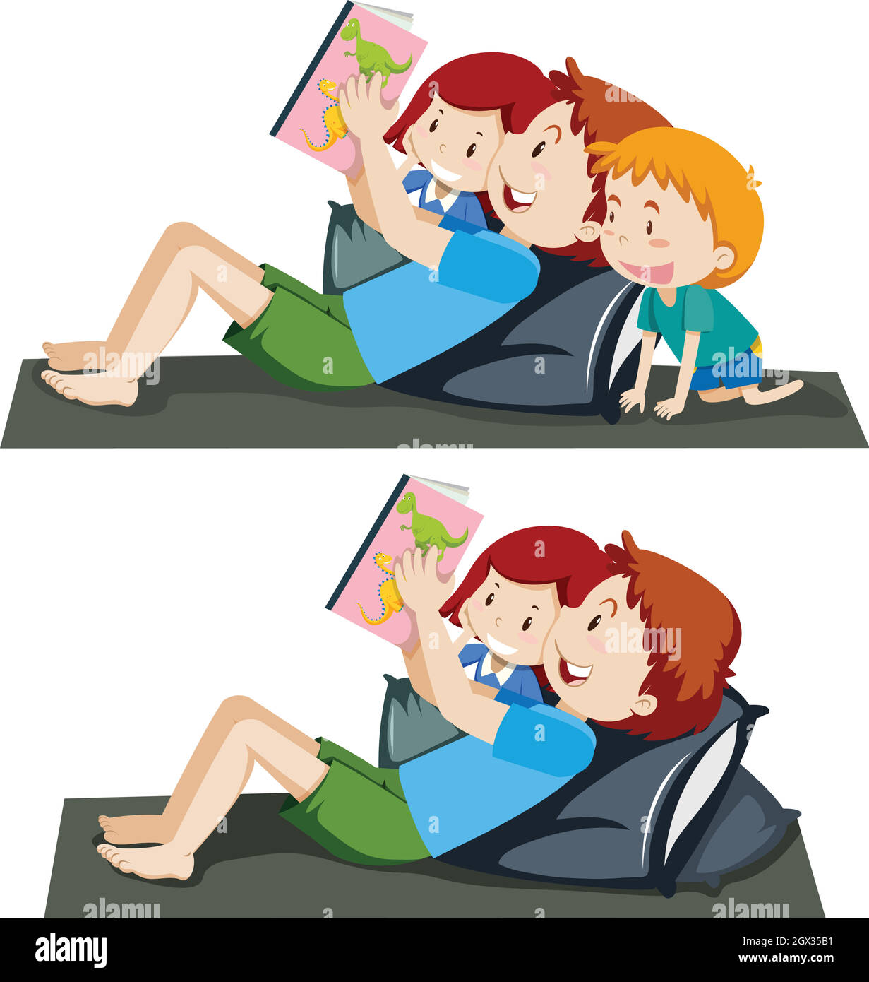 A father reading book to children Stock Vector Image & Art - Alamy