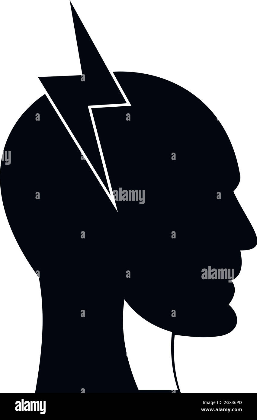 Lightning bolt inside head icon, simple style Stock Vector Image & Art ...
