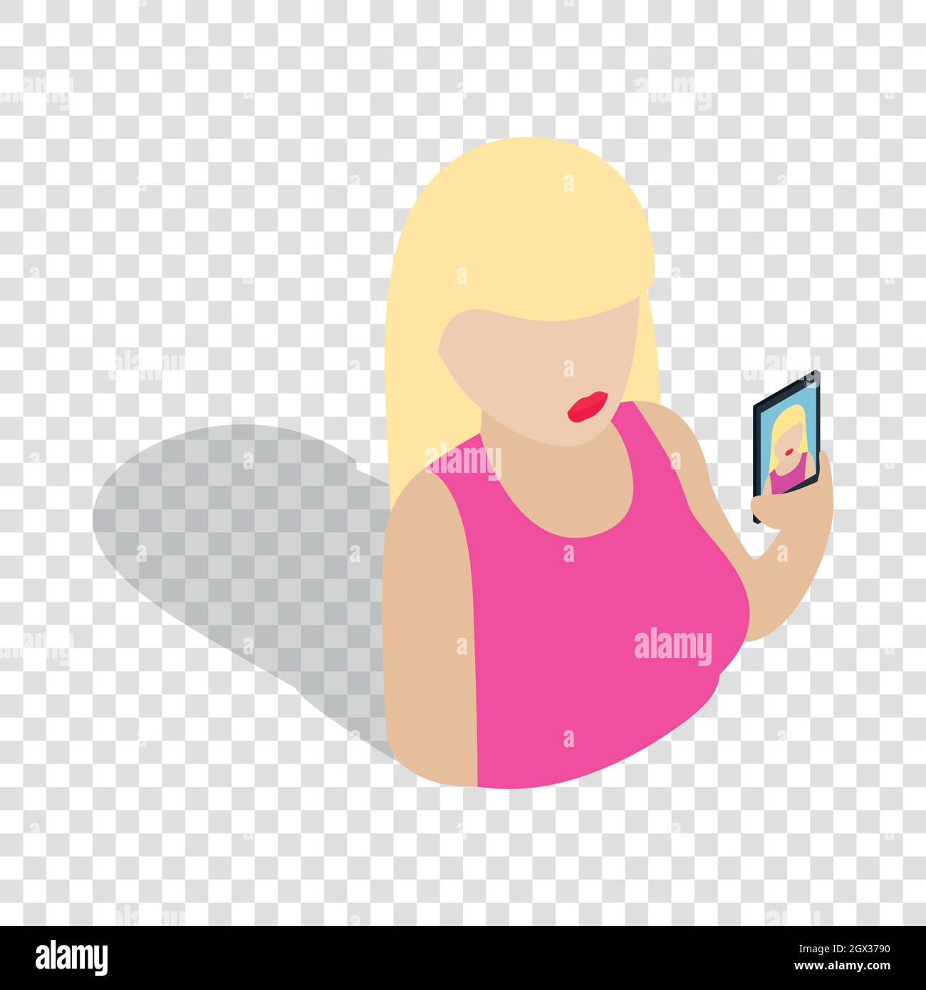Girl taking self photo isometric icon Stock Vector Image & Art - Alamy