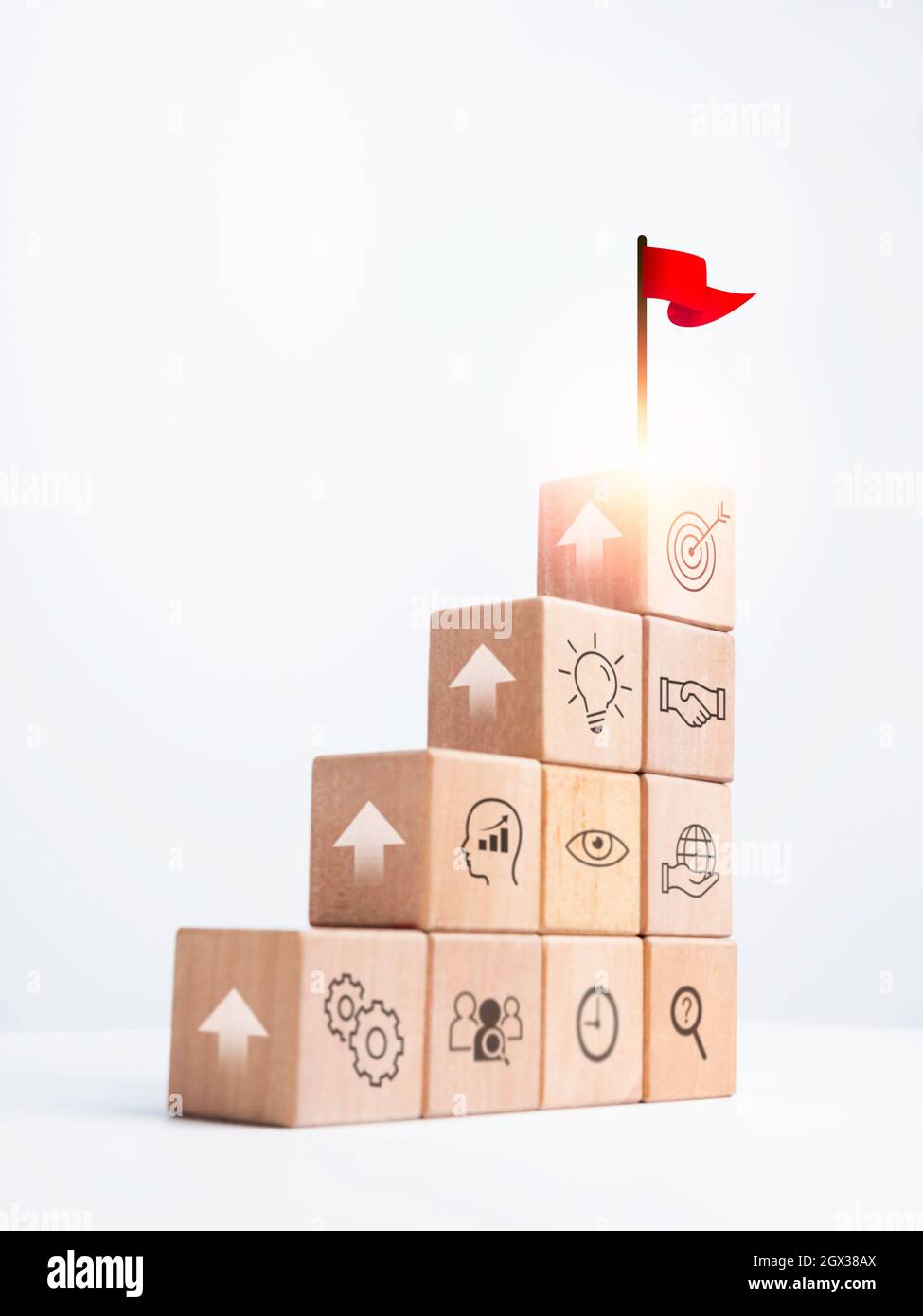 Business goal with growth success process for Leadership concept. Red ...