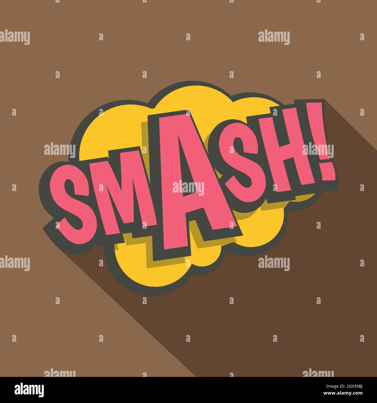 Smash, comic text sound effect icon, flat style Stock Vector Image ...