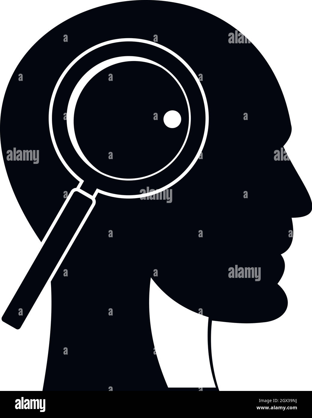 Magnifying glass in head icon, simple style Stock Vector Image & Art ...