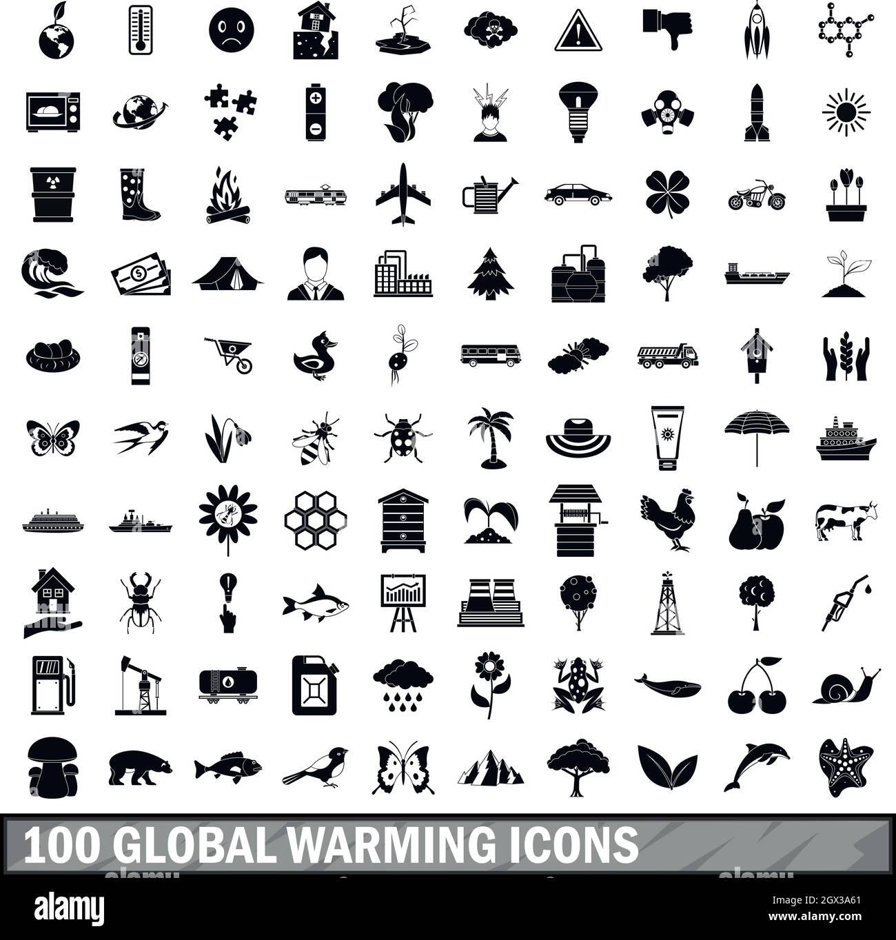 Global warming icons set Stock Vector Images - Alamy