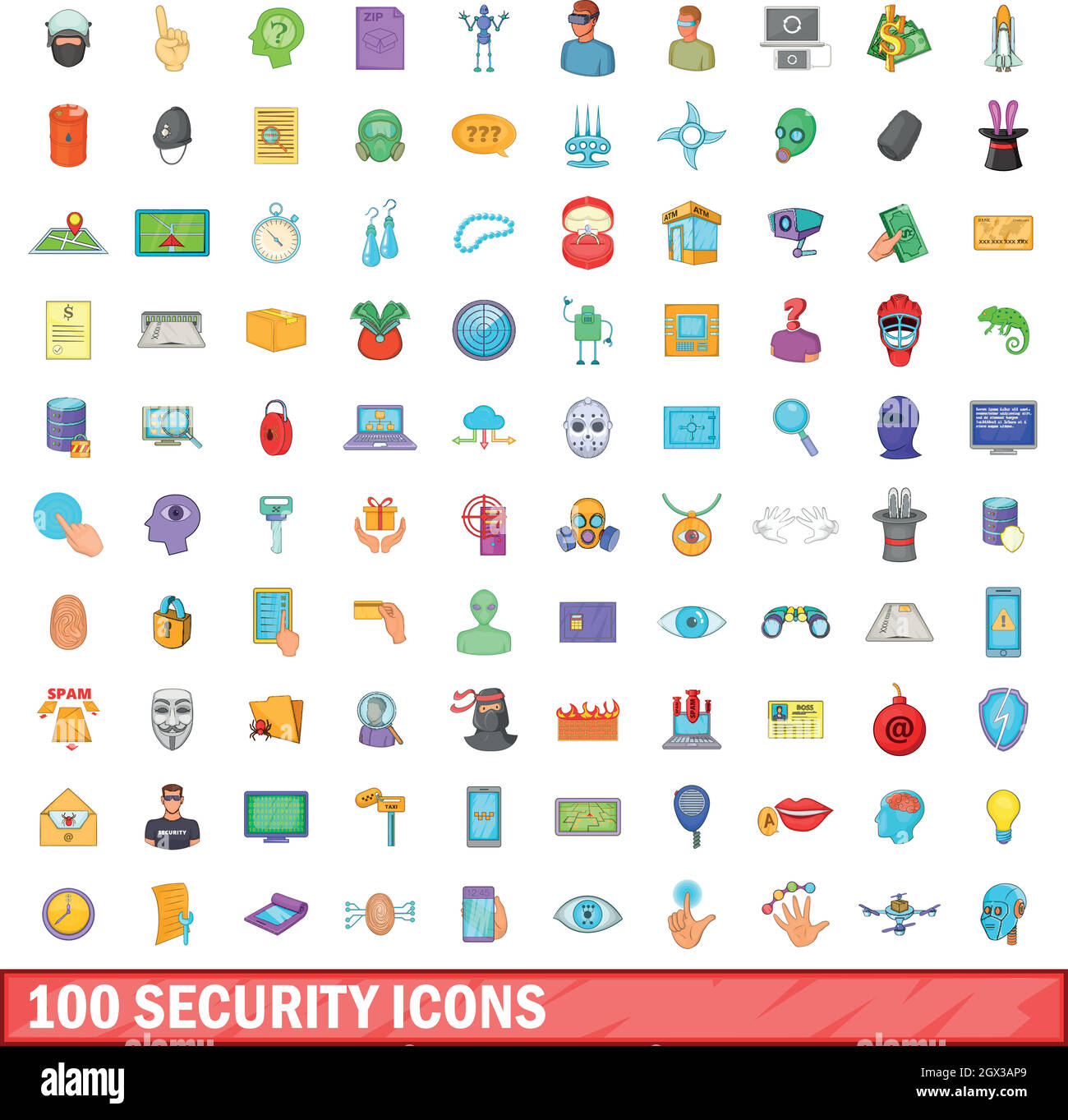 100 security icons set, cartoon style Stock Vector Image & Art - Alamy