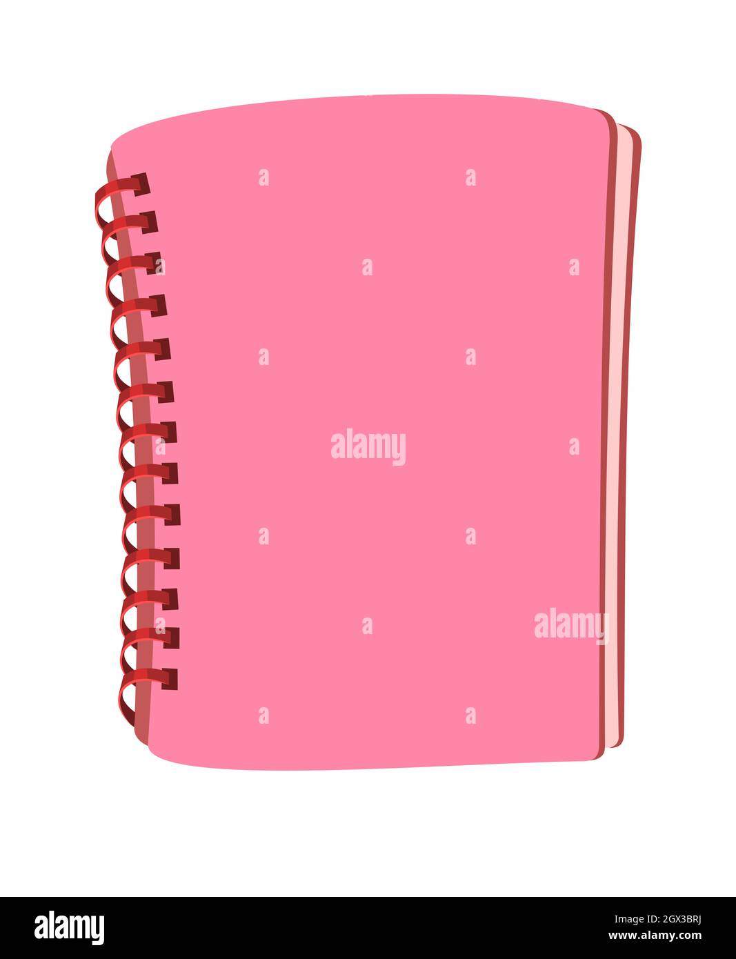 Pink book or notebook. Cheerful cute cartoon style. Isolated on white ...