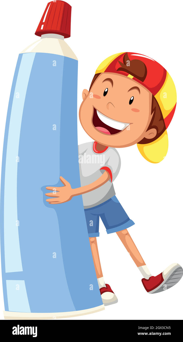 Boy holding large toothpaste Stock Vector Image & Art - Alamy