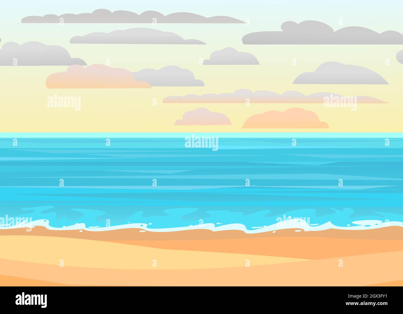 Seascape. Skyline of the blue sea. Coastal surf waves. Calm weather ...