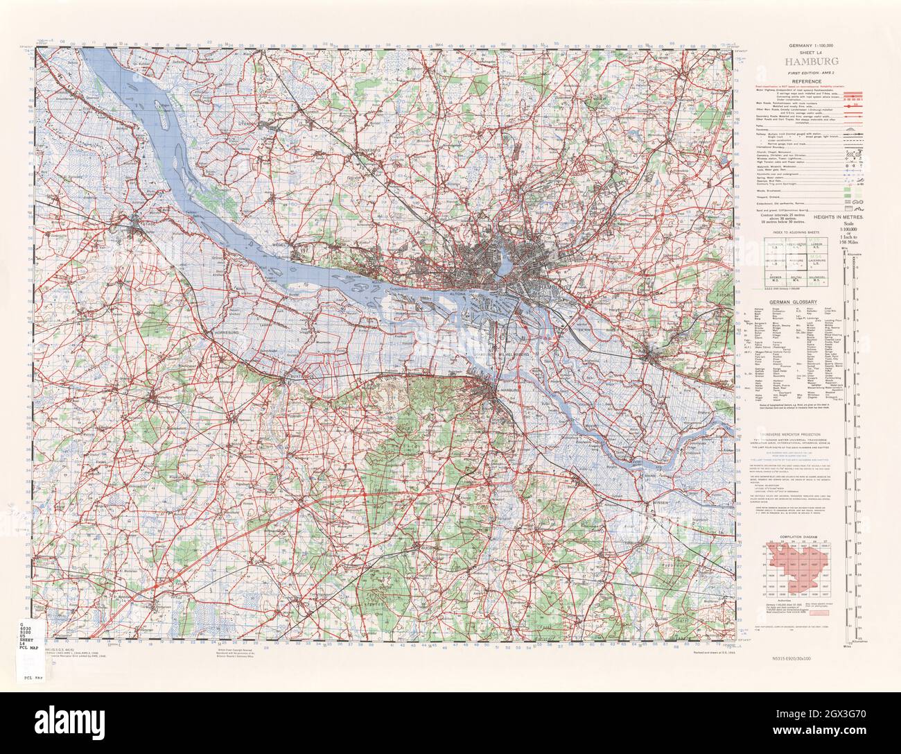 MAP CENTRAL EUROPE HAMBURG 1944 Stock Photo - Alamy