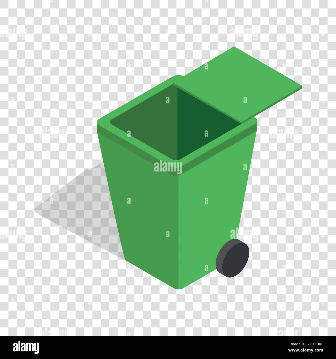Open green garbage container isometric icon Stock Vector Image & Art ...