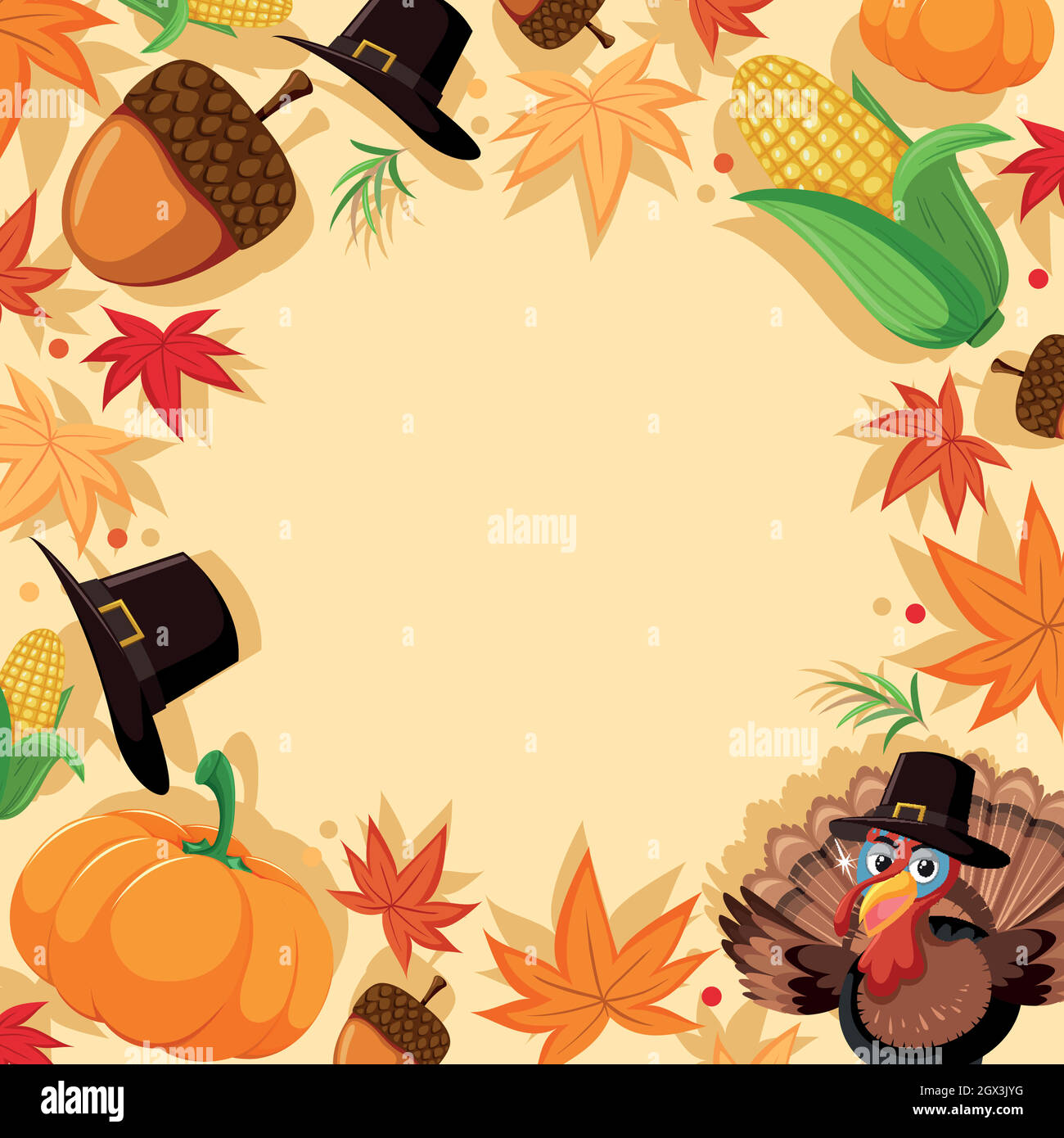 Autumn turkey border template Stock Vector Image & Art - Alamy